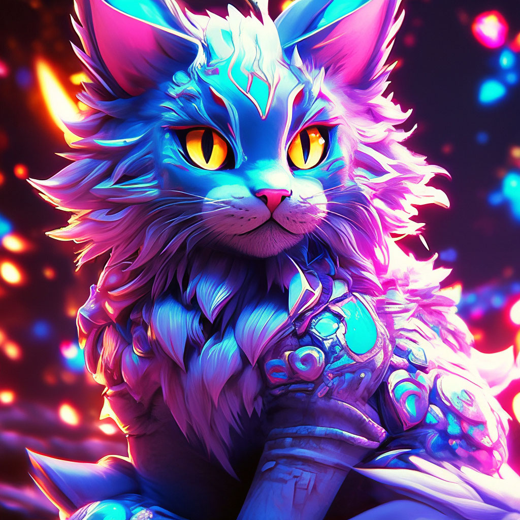 "Maine Coon cat in anime style, megarealism, high detail, atomic ...