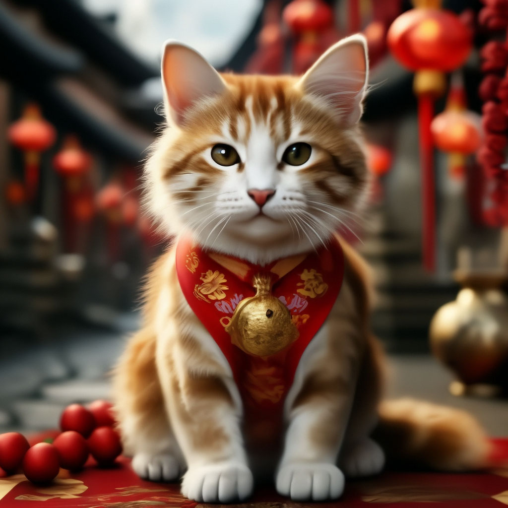 "New Year's Chinese cat" — image created in Shedevrum