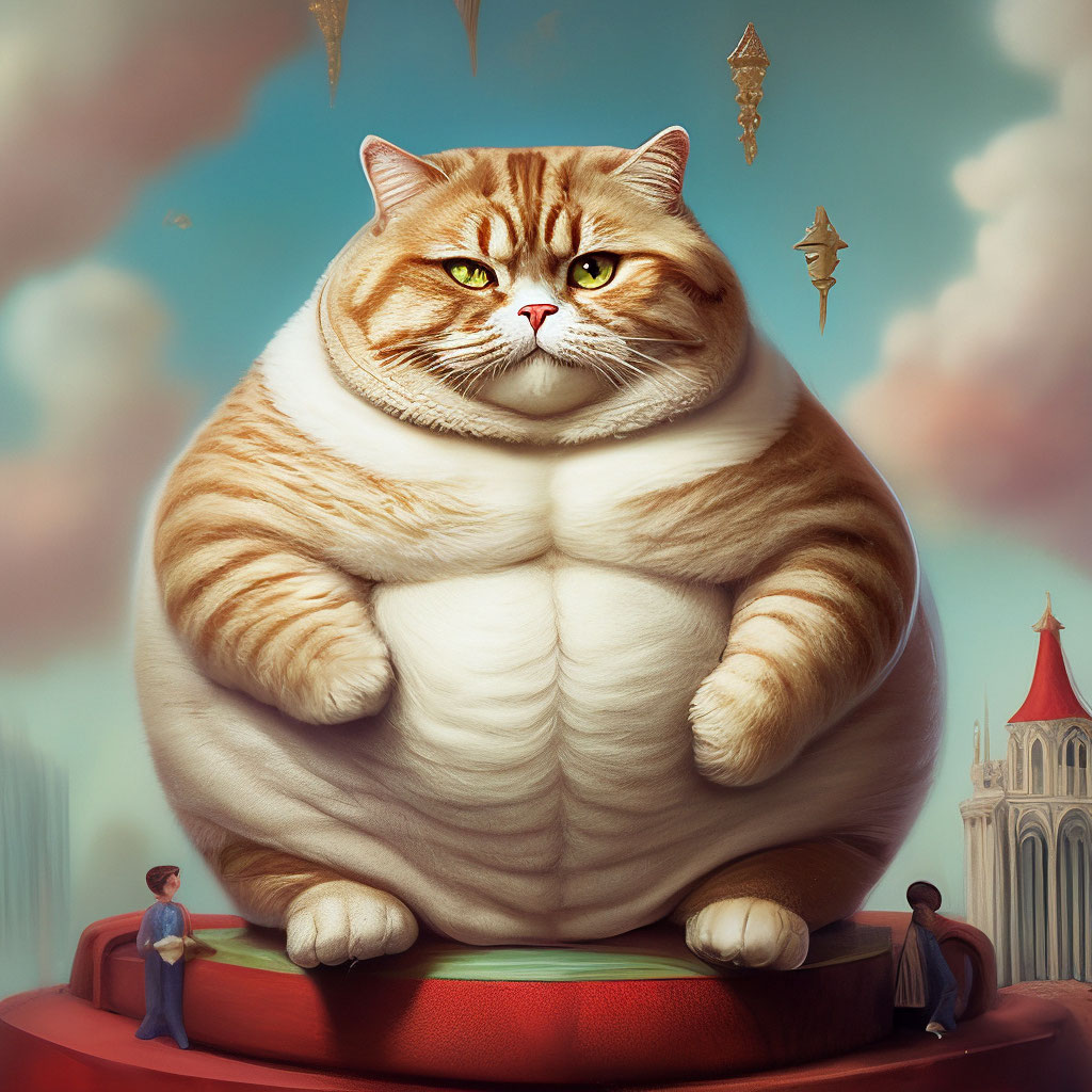 "A very, very fat cat" — image created in Shedevrum