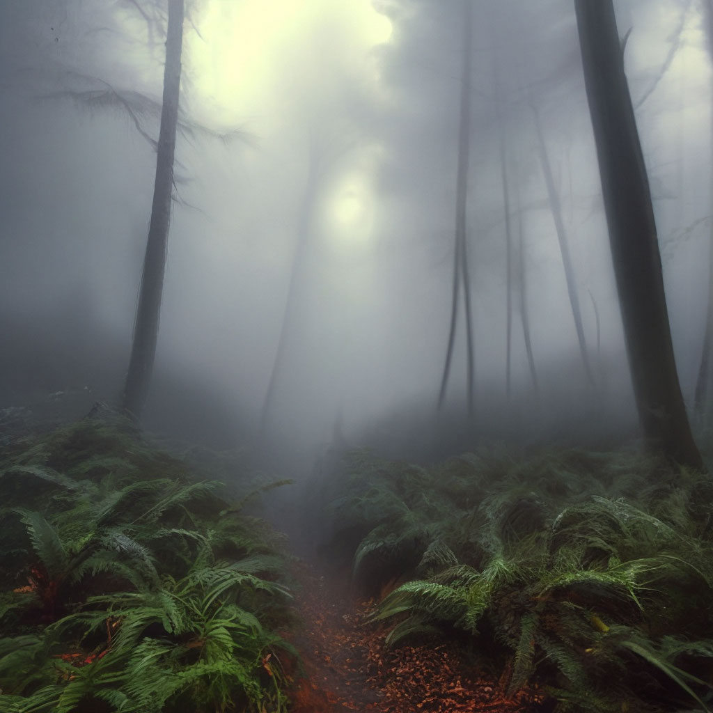 "Heavy fog in the forest thicket, something lurked in the fog" — image ...