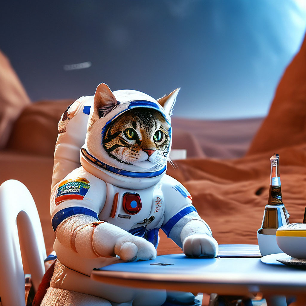 "On the planet Mars, inside the Cat, cosmonaut naf-naf is sitting at ...