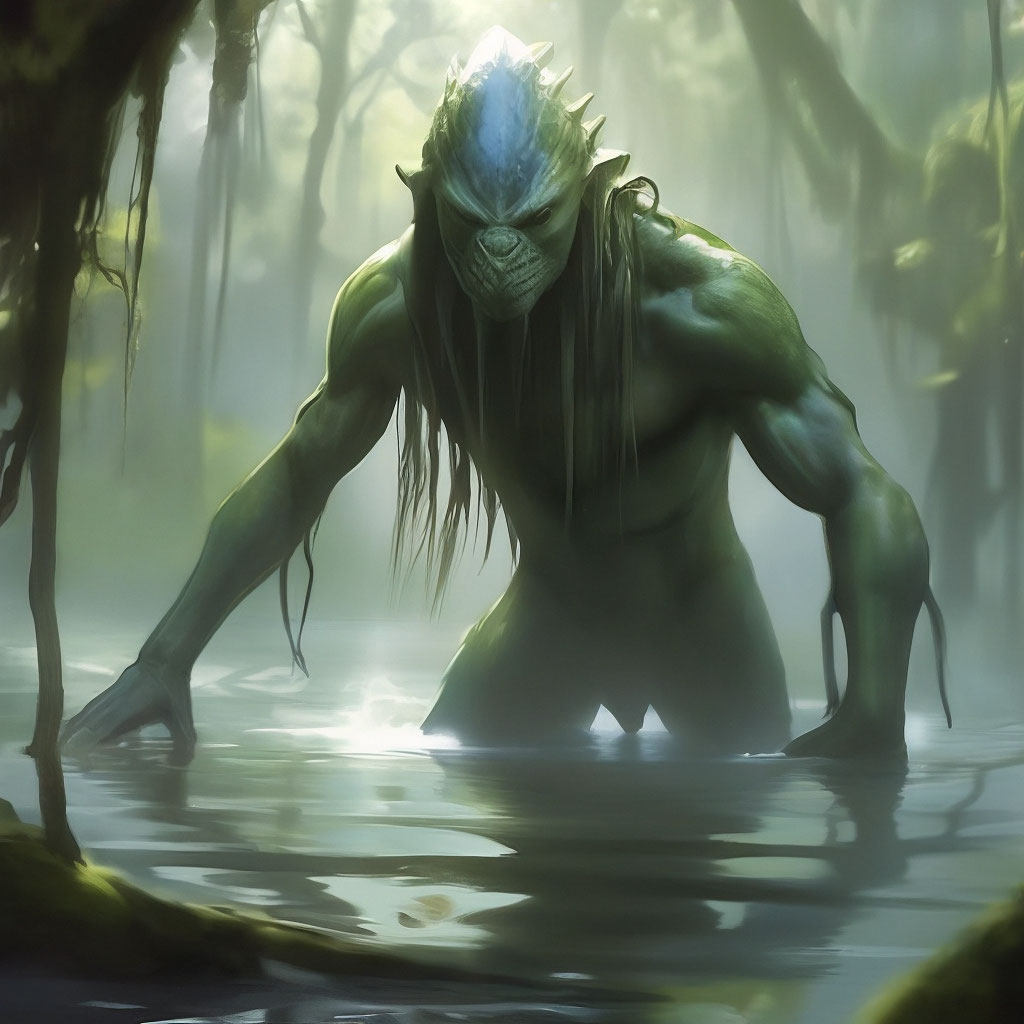 "A water - like humanoid creature living in swamps" — image created in ...