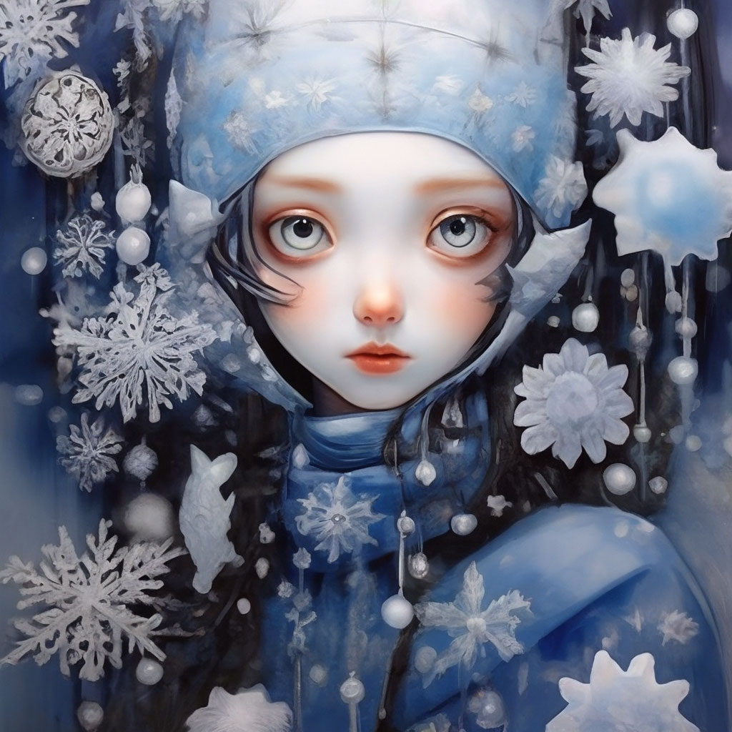 " ️My freshness ️ thin-eyed, big-eyed, snowflakes, the finest drawing ...