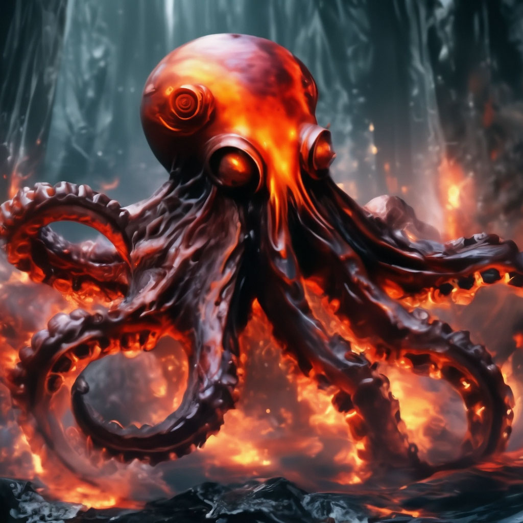 "Lava octopus" — image created in Shedevrum