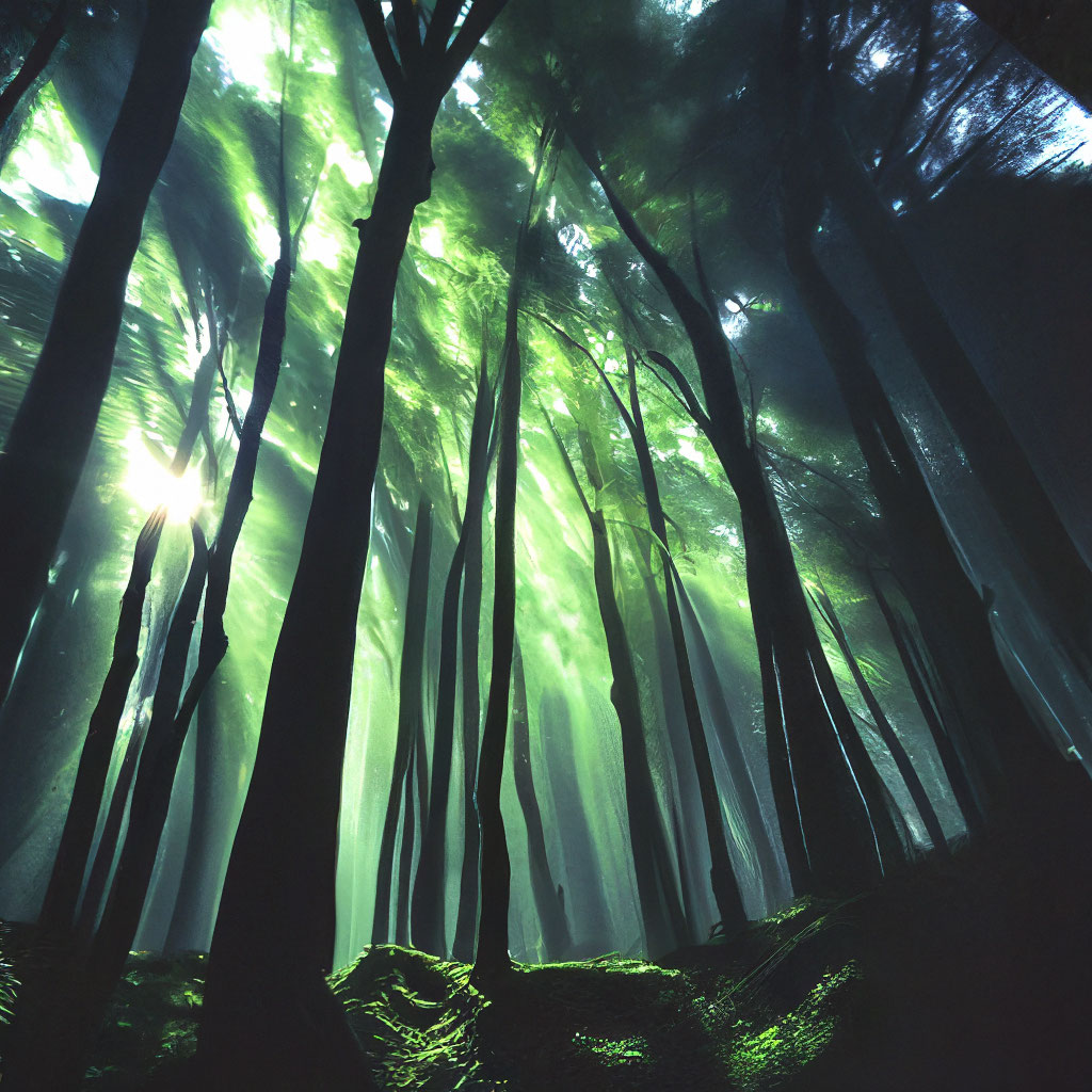"The shadow of the trees and the darkness between the dark trees in a ...