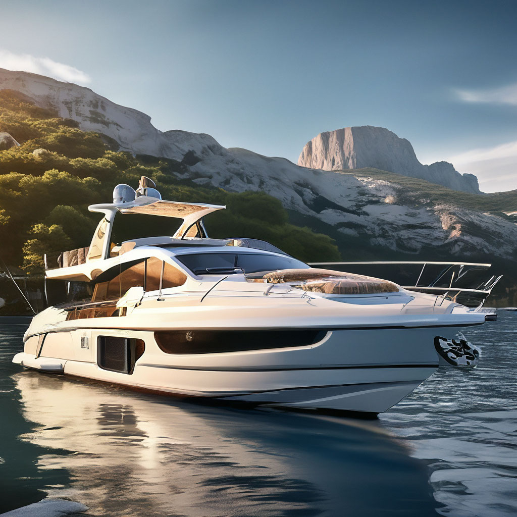 "Azimut Atlantis 50, closed with a cabin boat, realistic, high ...