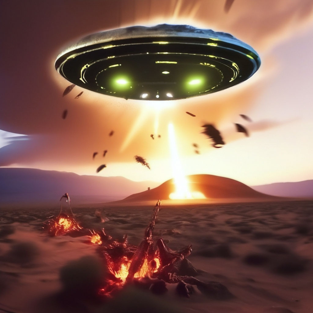 "UFO falls and burns aliens jump out of it in the hope of escaping fall ...