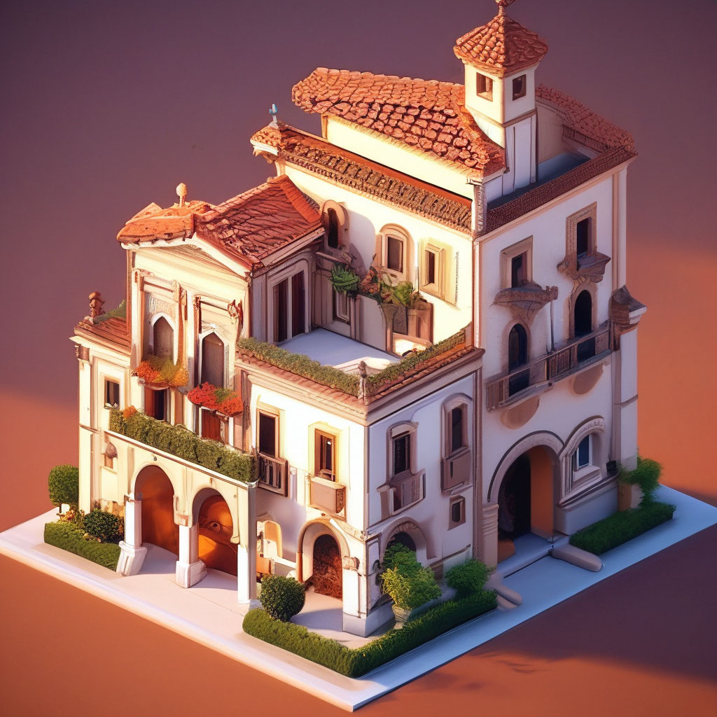 Architecture: Italian style》 isometric 3d, Italian style building ...