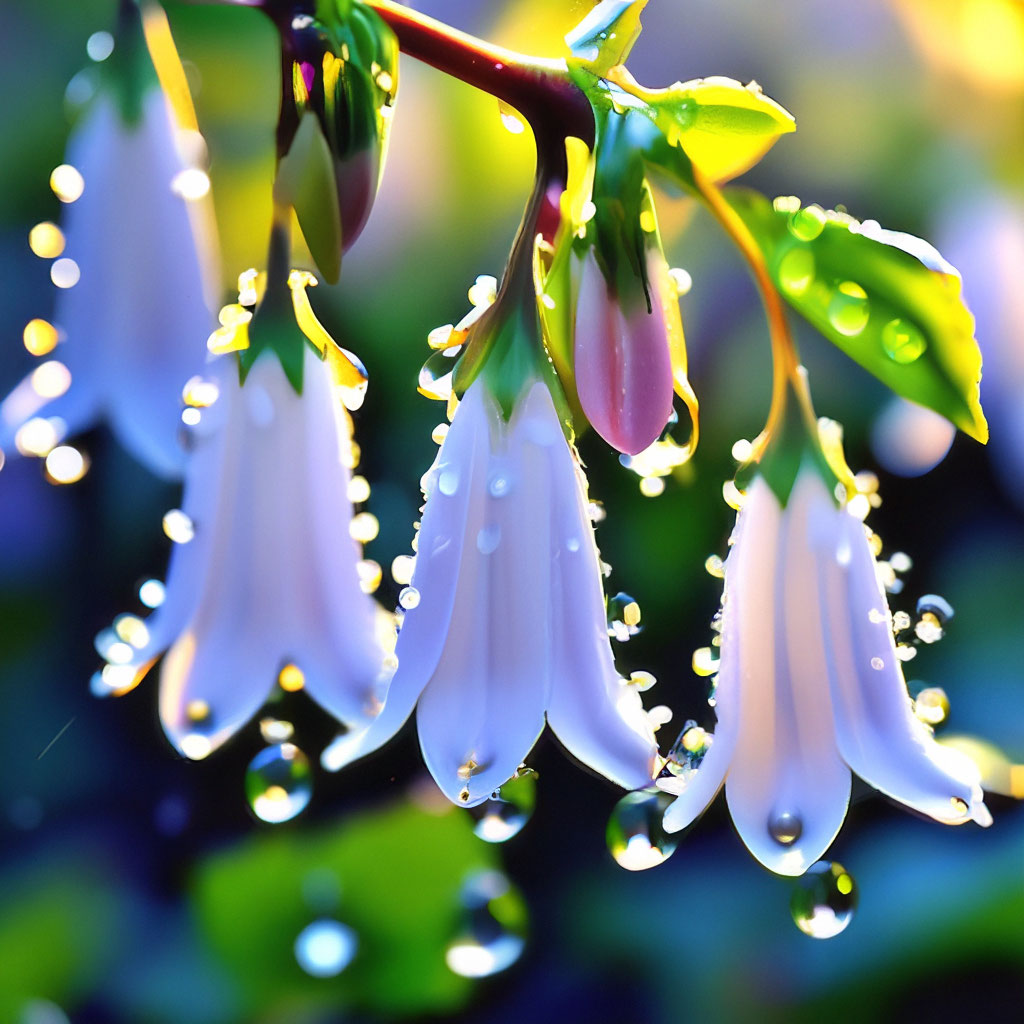 "Bells flowers ,tears ,dew , transparent professional photo, bright ...
