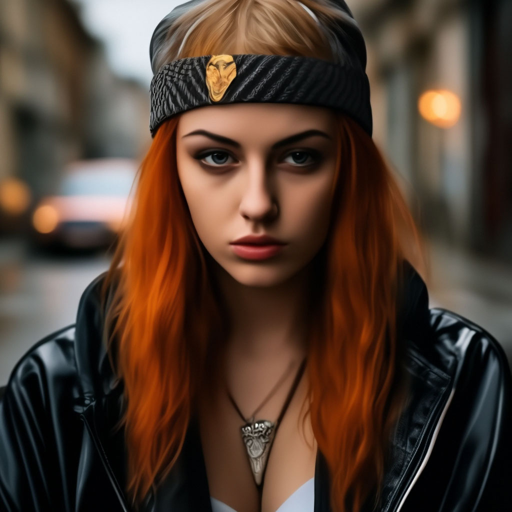 "Lady gopnik" — image created in Shedevrum