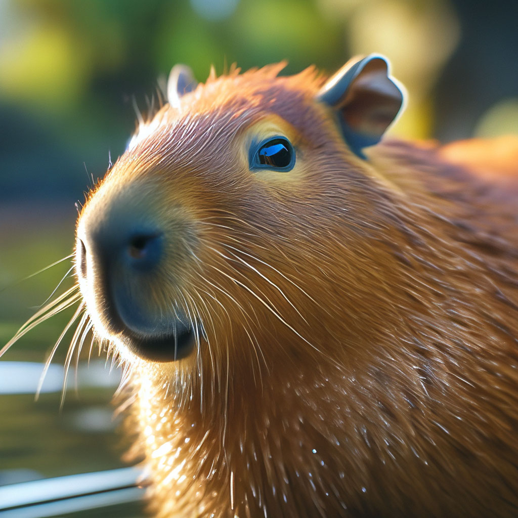 "Capybara, realistic, close-up, professional photo, 4k, high resolution ...