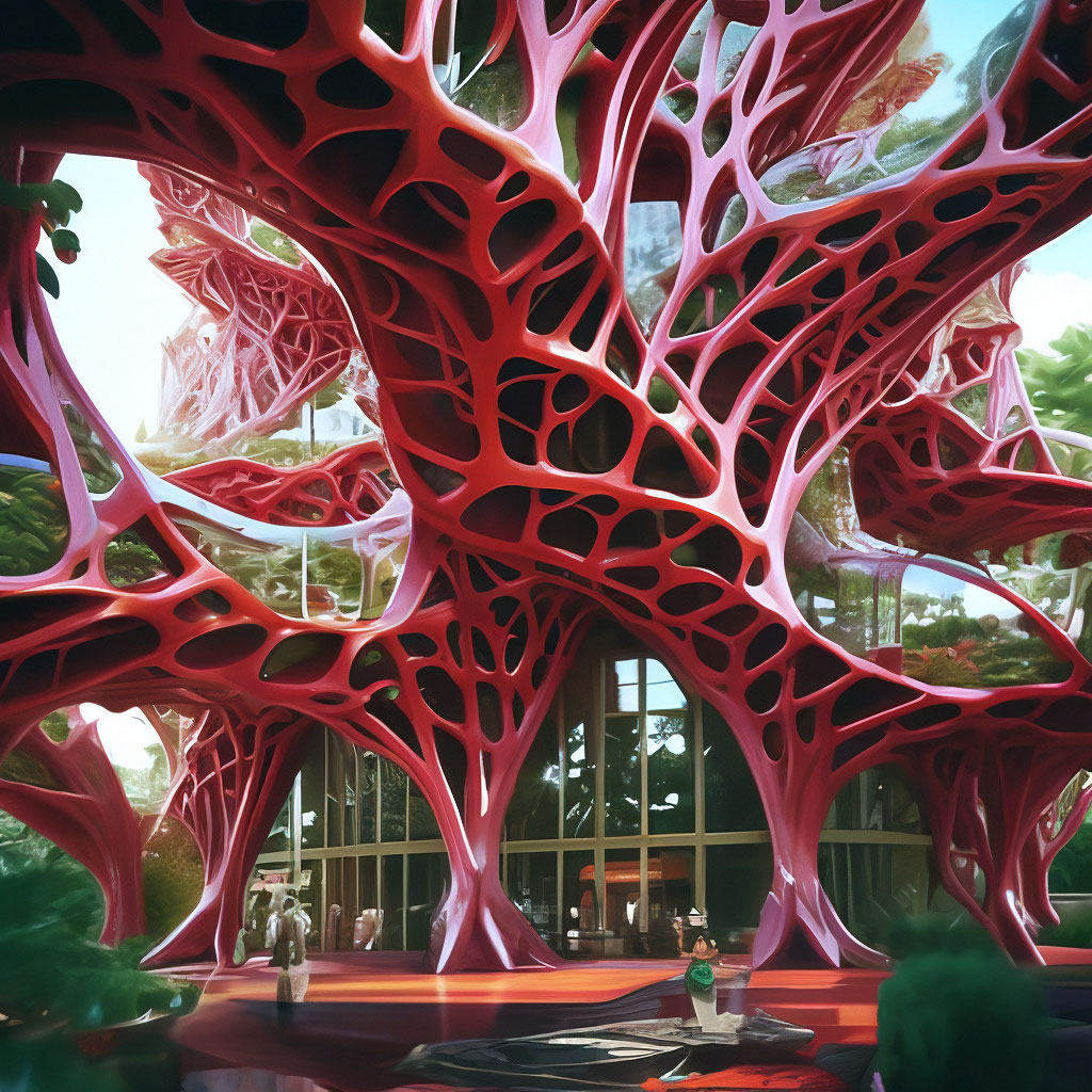 red metal 8k, biomorph, nature reprogramming, living architecture ...