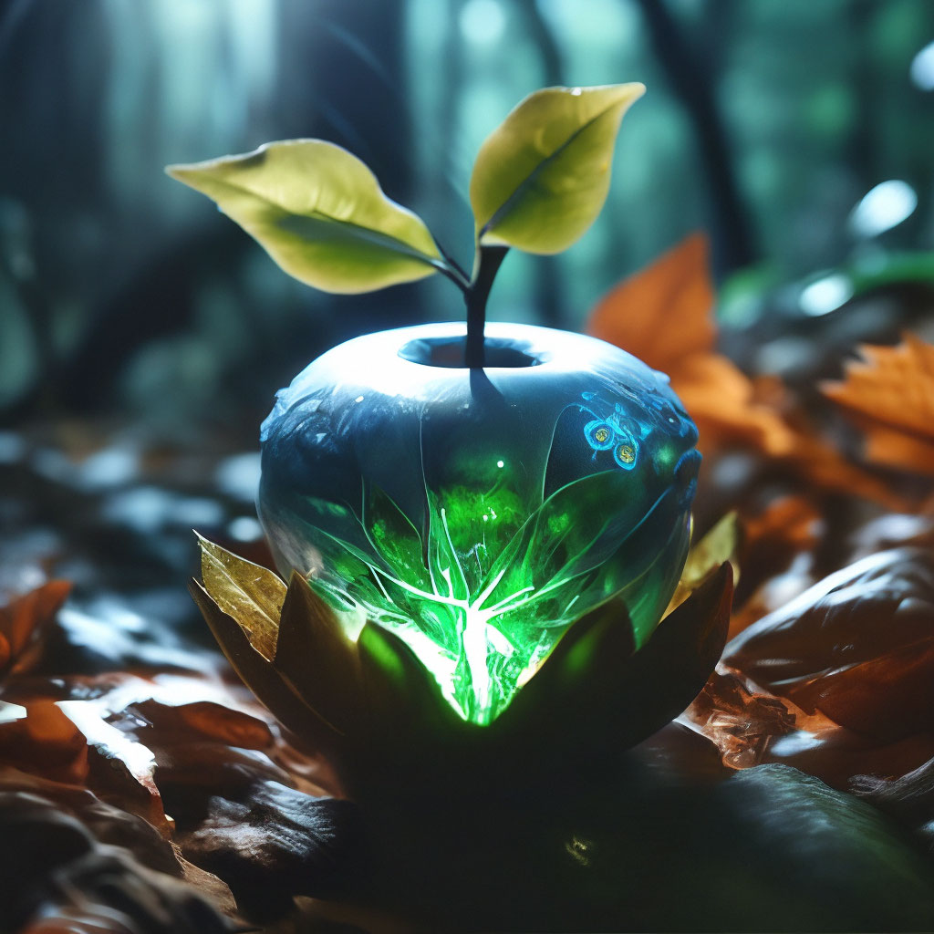 "Ultrarealism + legendary magic apple + imbued with the fierce magic of ...