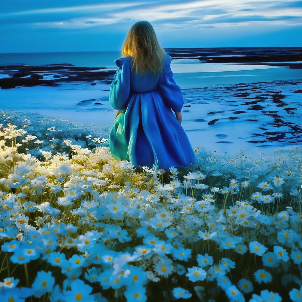 "Blue forget-me-nots on blue snow,blue sky mixed with turquoise sea,a ...