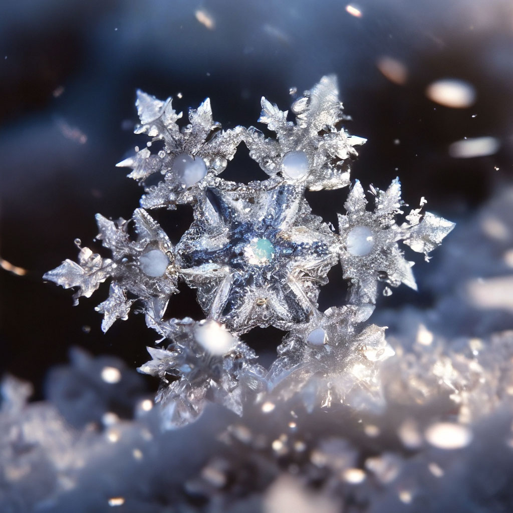 "A crystal snowflake with calves of light and diamonds is spinning in ...