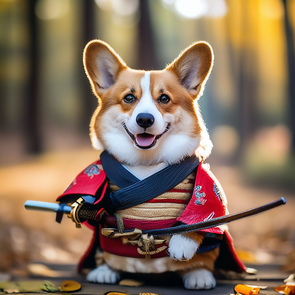 "Corgi samurai" — image created in Shedevrum