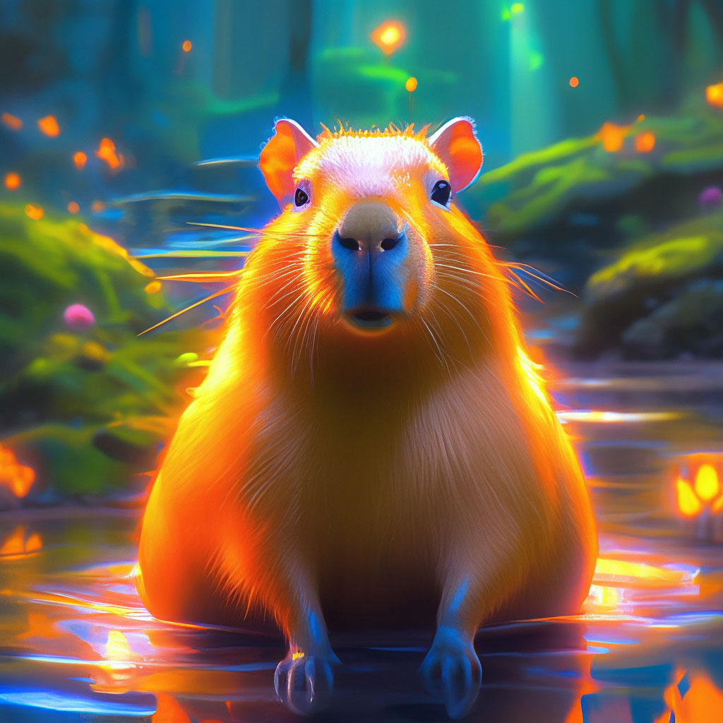"The capybara is glowing" — image created in Shedevrum