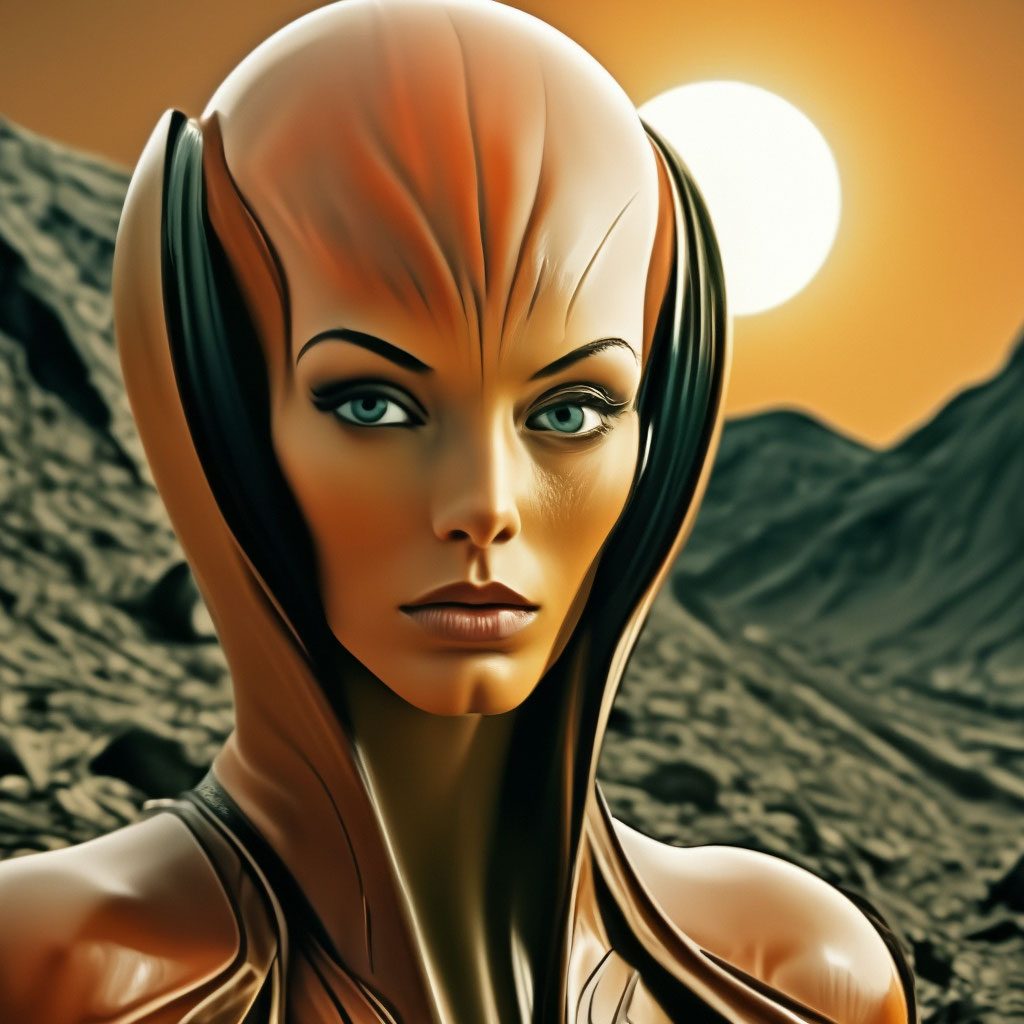 "A Martian woman with a Martian elongated face is a resident of Mars ...