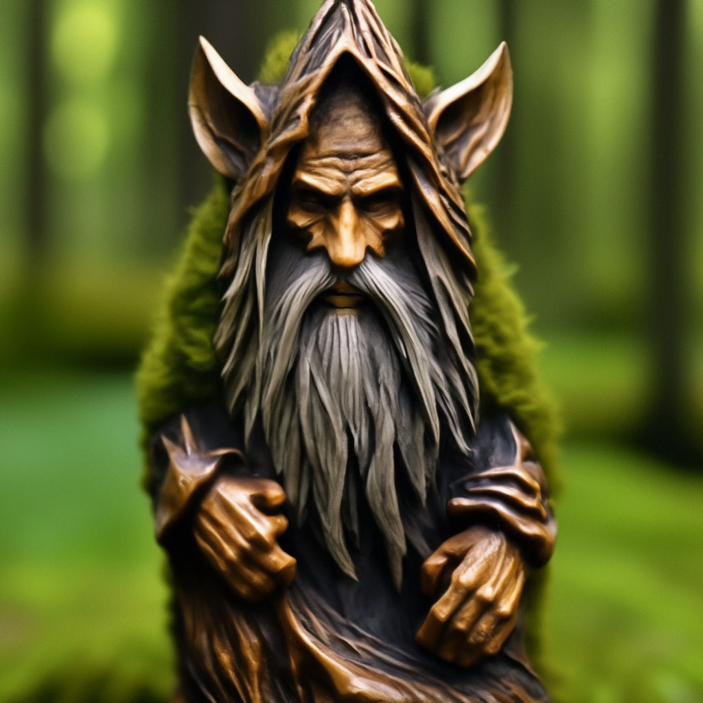 "Wood carving goblin, spirit of the forest, old grandfather in a shaggy ...