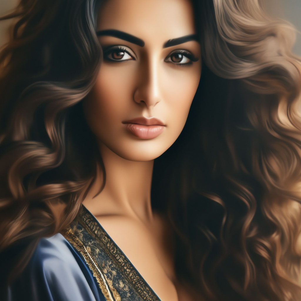 "Portrait of Iranian Shiraz traditional, fine pencil drawing, wavy hair ...