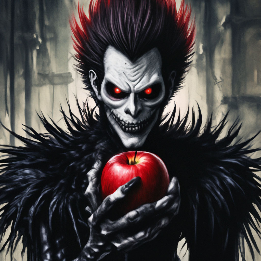 "Ryuk with red apple" — image created in Shedevrum