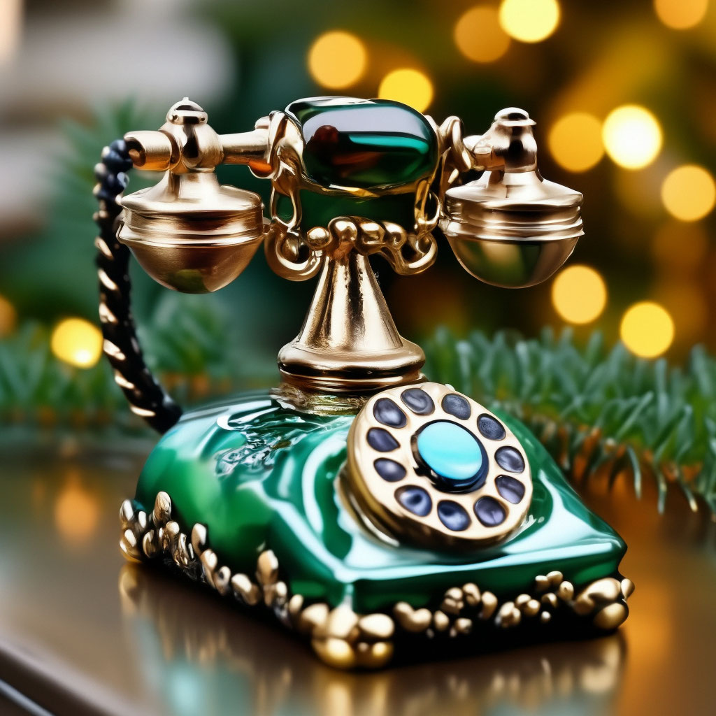 "Christmas tree glass toys: phone" — image created in Shedevrum