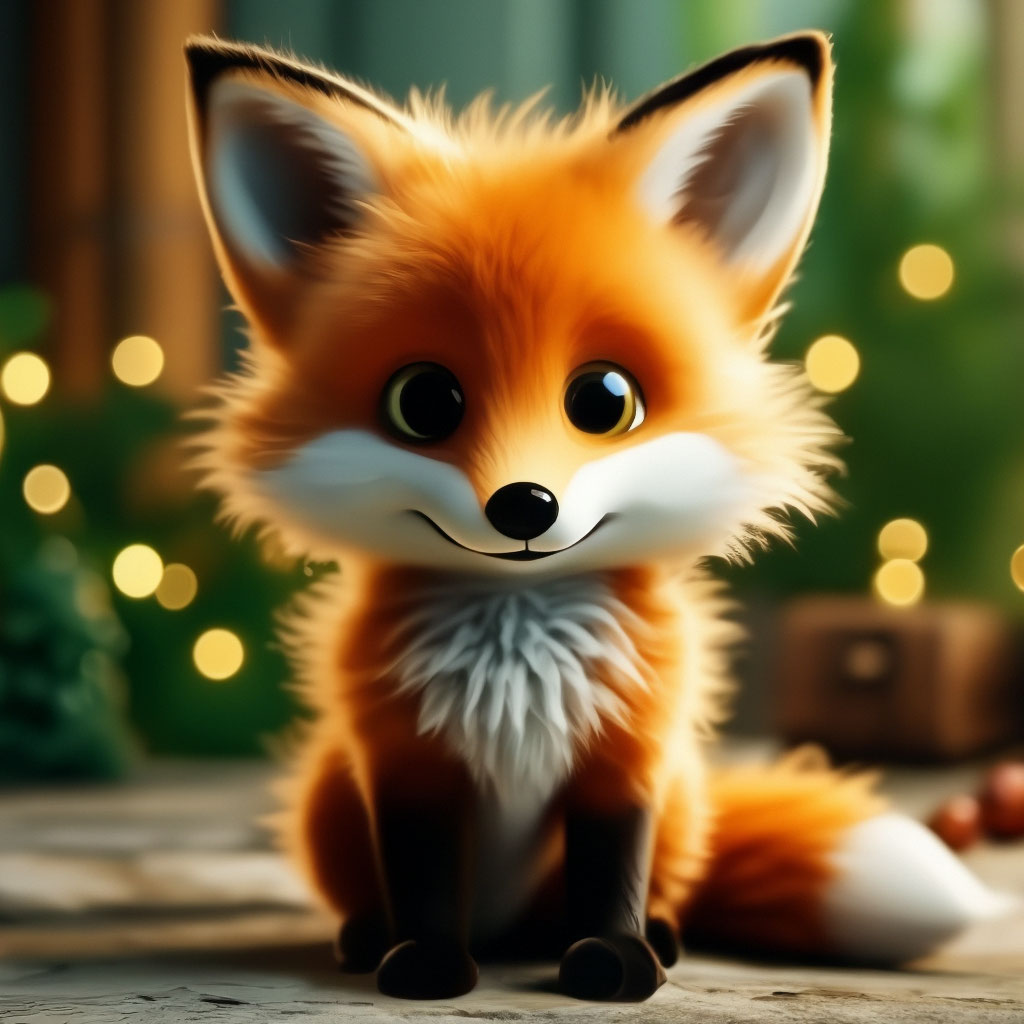 "Cartoon cute fox cub very fluffy very fluffy so fluffy curly big eyes ...