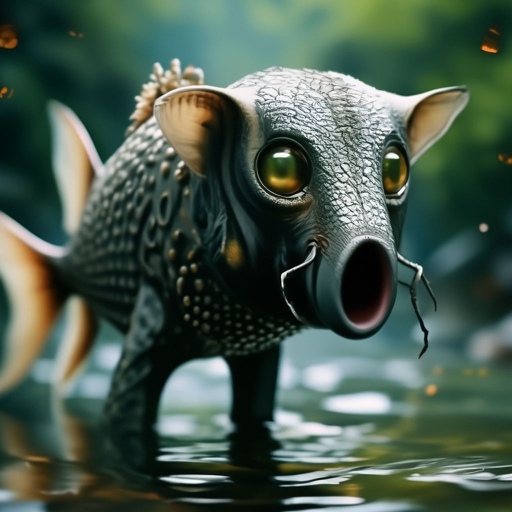 "Elephant fish cat hybrid, photo, hyperdetalization" — image created in ...
