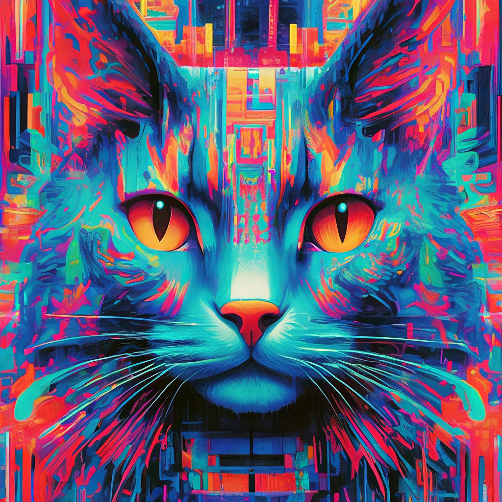 "Matrix cat" — image created in Shedevrum