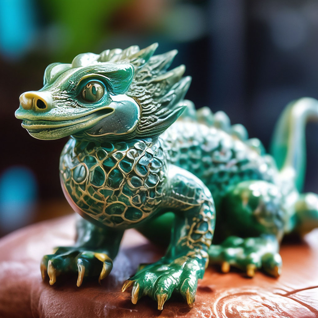 "Jade lizard, figurine, beautiful, realistic, professional photo, ISO ...