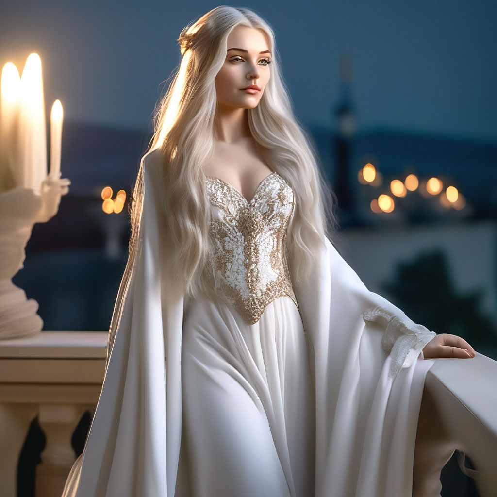 "The most beautiful, very beautiful Elf princess in a long white ...