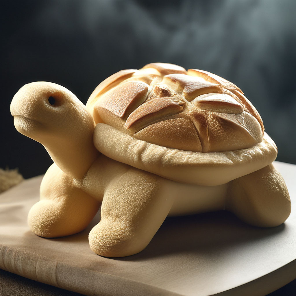 "Turtle made of bread" — image created in Shedevrum