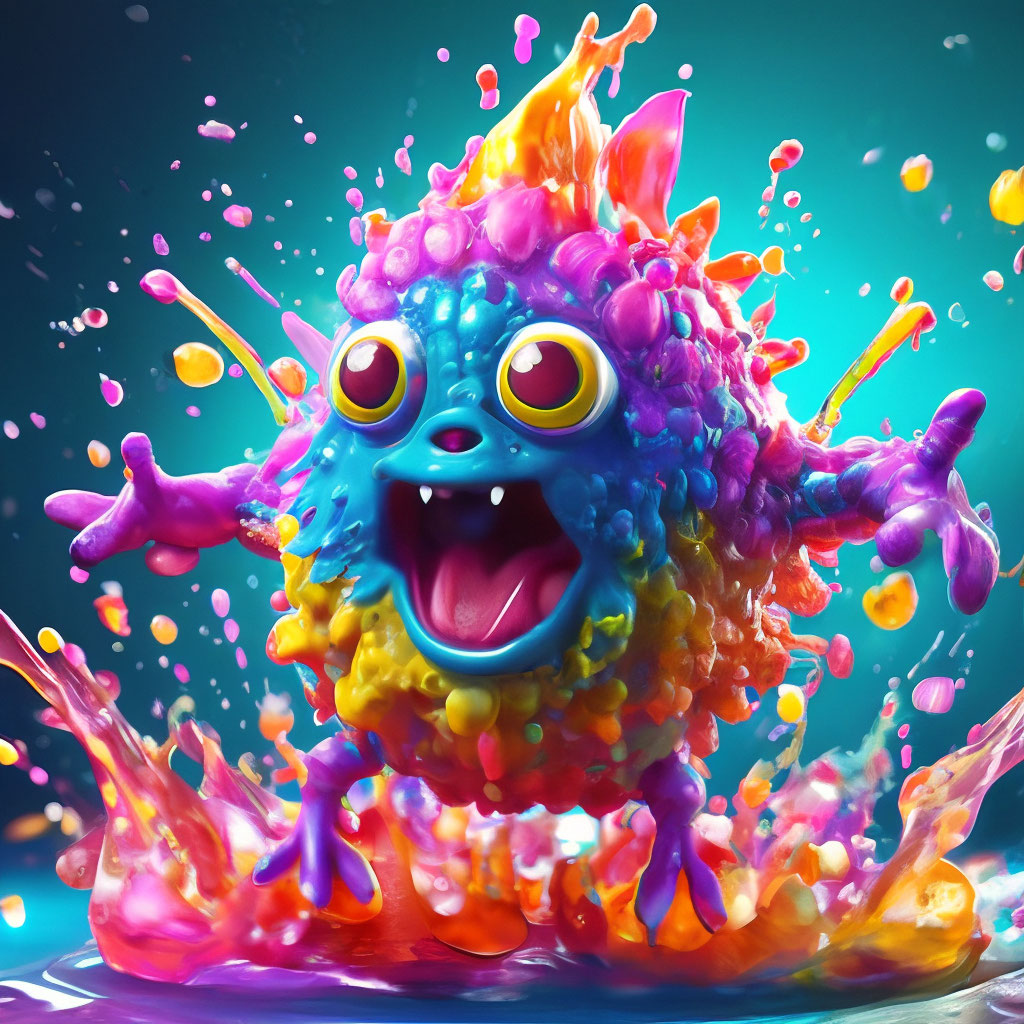 Funny unknown creature 3D Color palette, magic, in full post, full body ...