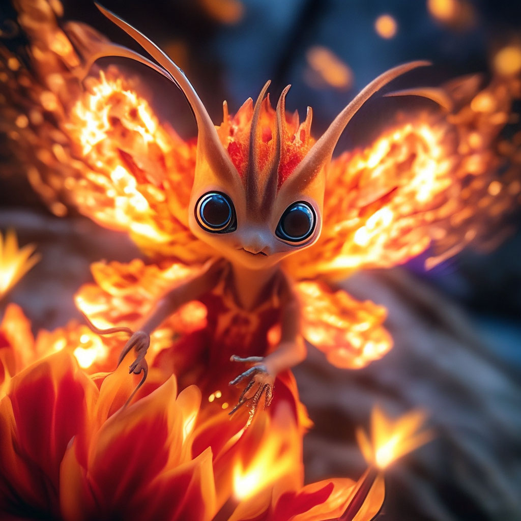 "A fire elemental is born from a fiery flower. a wonderful creature ...