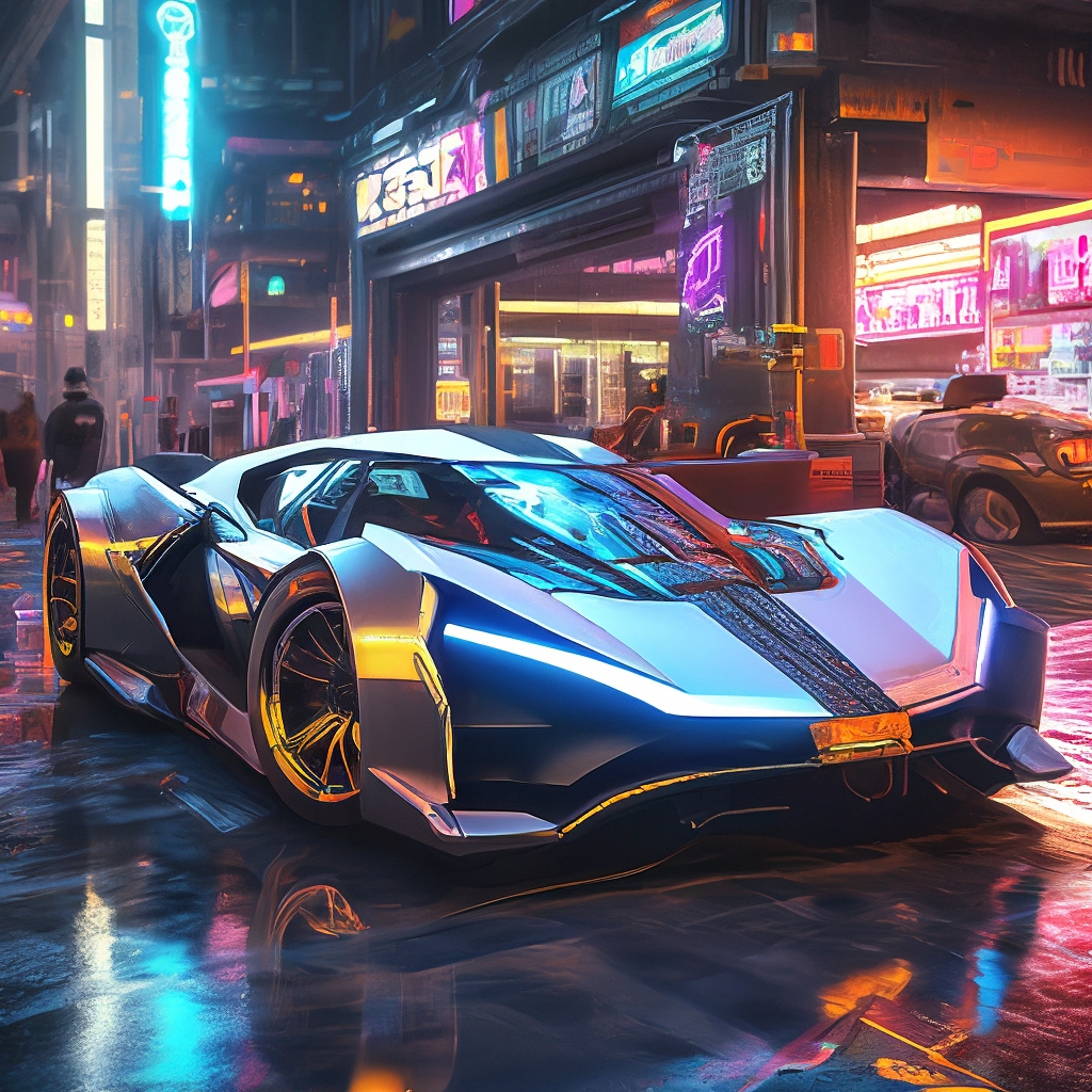 "Car, cyberpunk, sci-fi, hyperrealism, professional photo, high detail ...