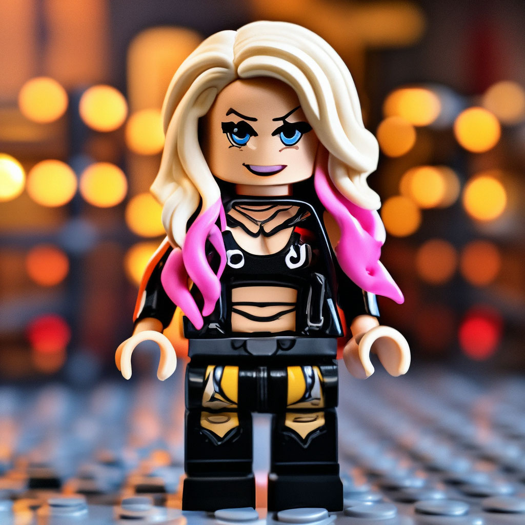 "Alexa Bliss WWE, in the lego style" — image created in Shedevrum