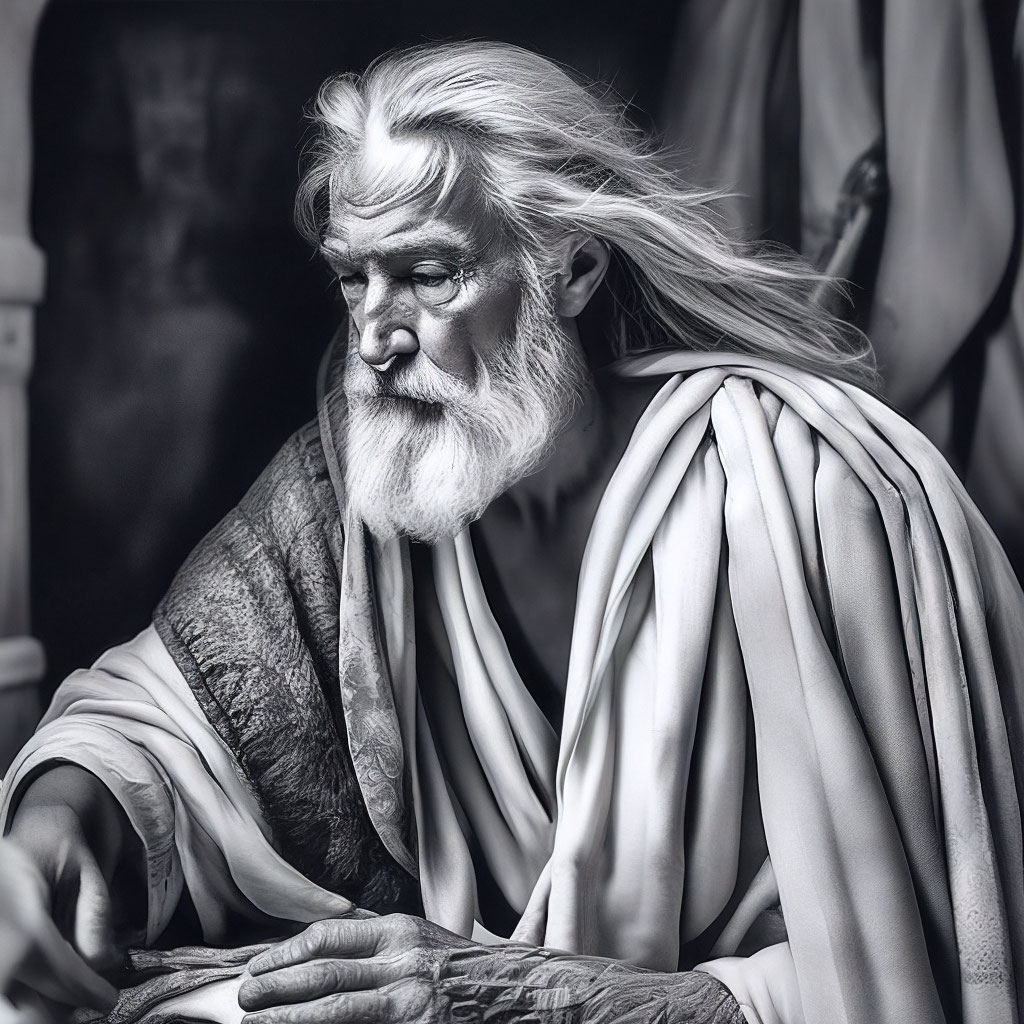 "Antique, pre-Christinian, ancient Greek old man, Blind poet, 9μηρος ...