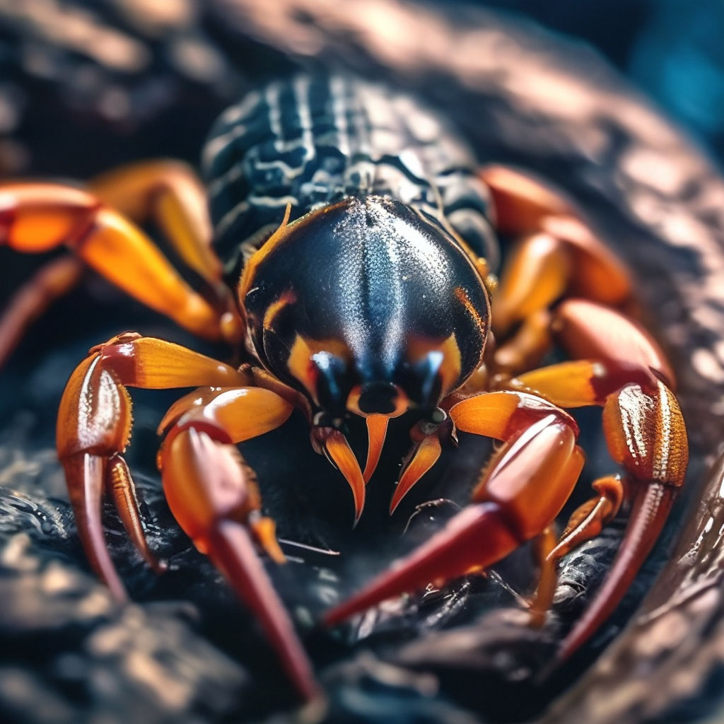 "Scorpio. hyperrealism, professional macro photography, double exposure ...