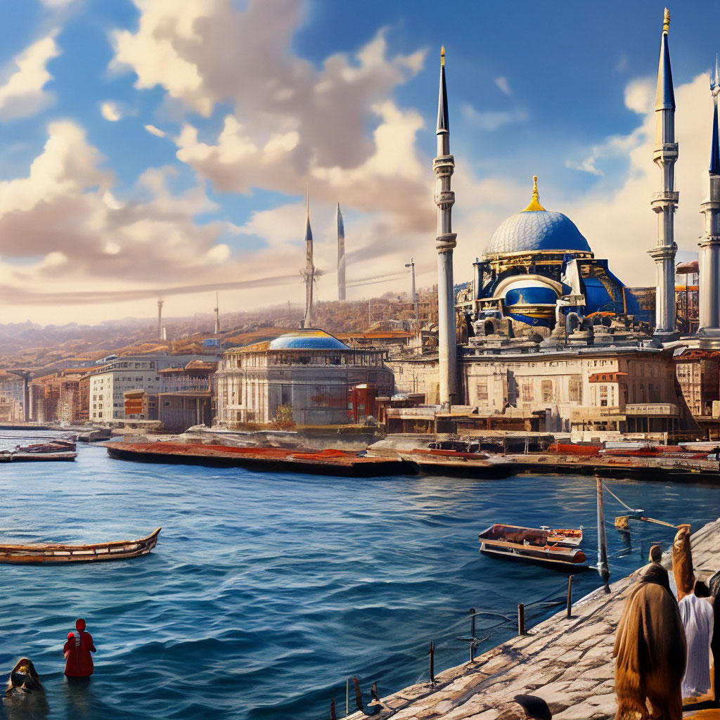 "Istanbul, coast,art book drawing,ultra realism,a lot of complicated ...