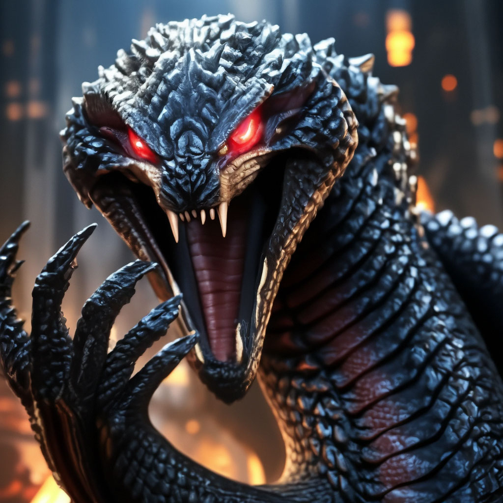 "Demonic clawed hand with eache finger a chimera of vampire king Cobra ...