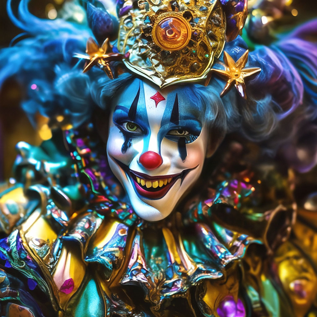 "Black clown, anthropomorphic creature, fractal, realistic, high ...