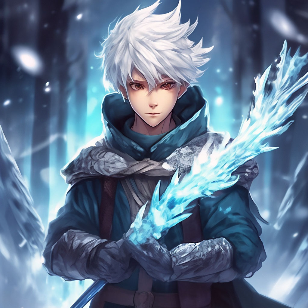 "A young serious guy with the powers of ice, hair completely covers his ...