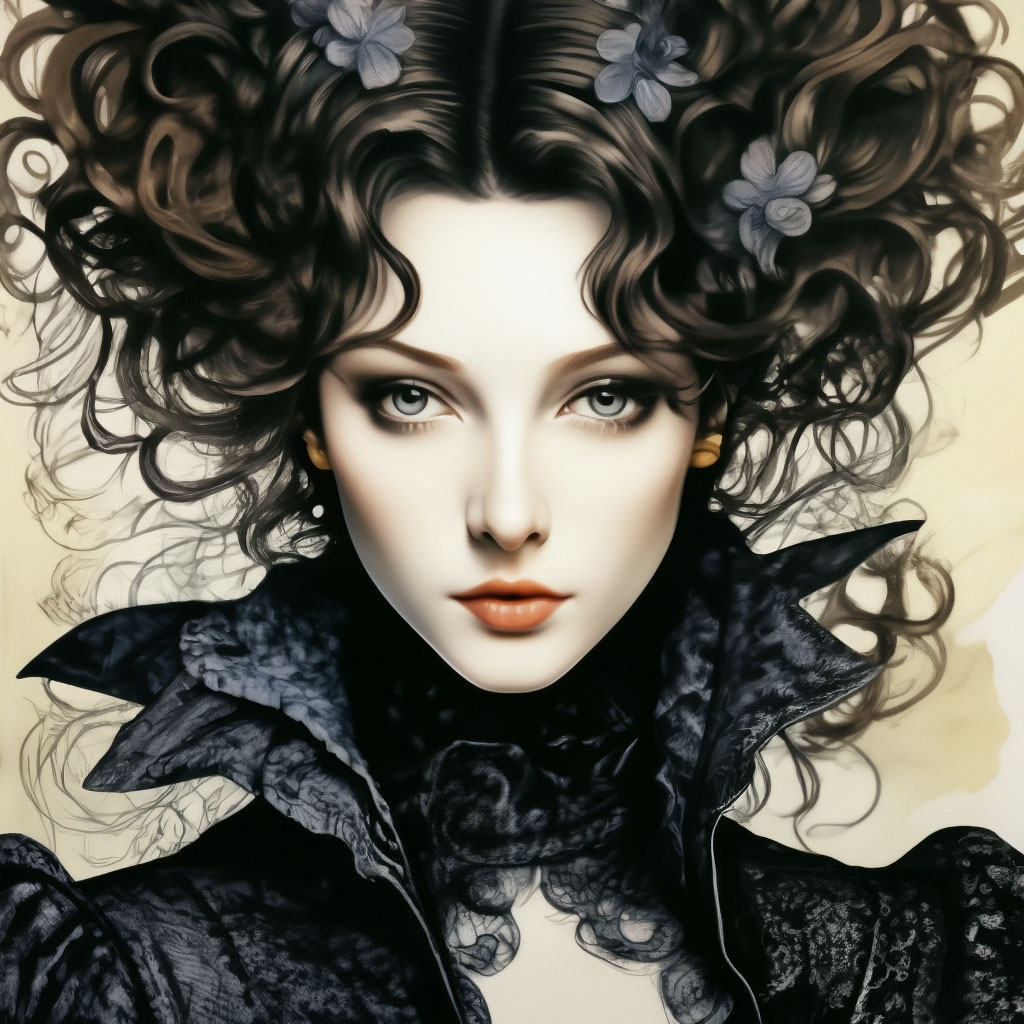 "Selina Kyle complex hairstyle, fontage, rococo, symmetrical regular ...