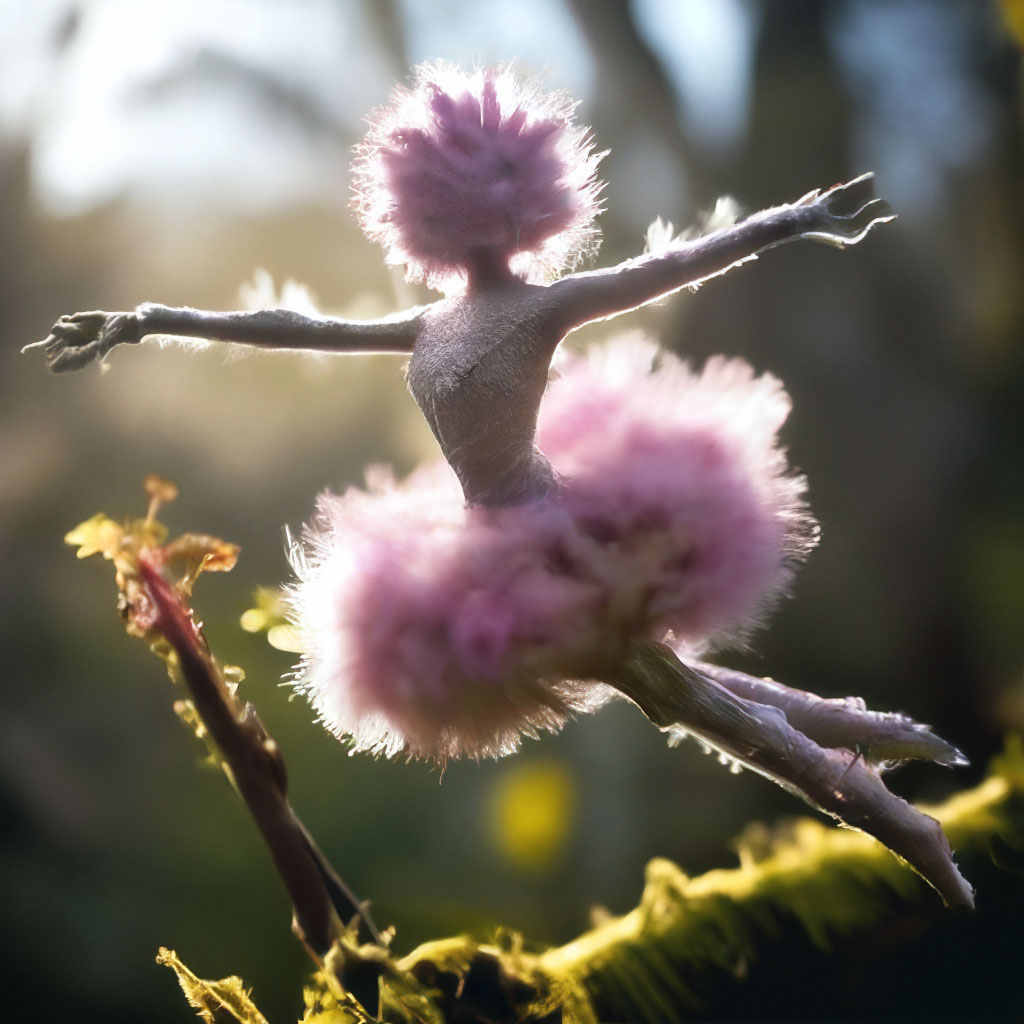 "Plant mutant flower ballerina shape, shoots hands up, shimmers on a ...