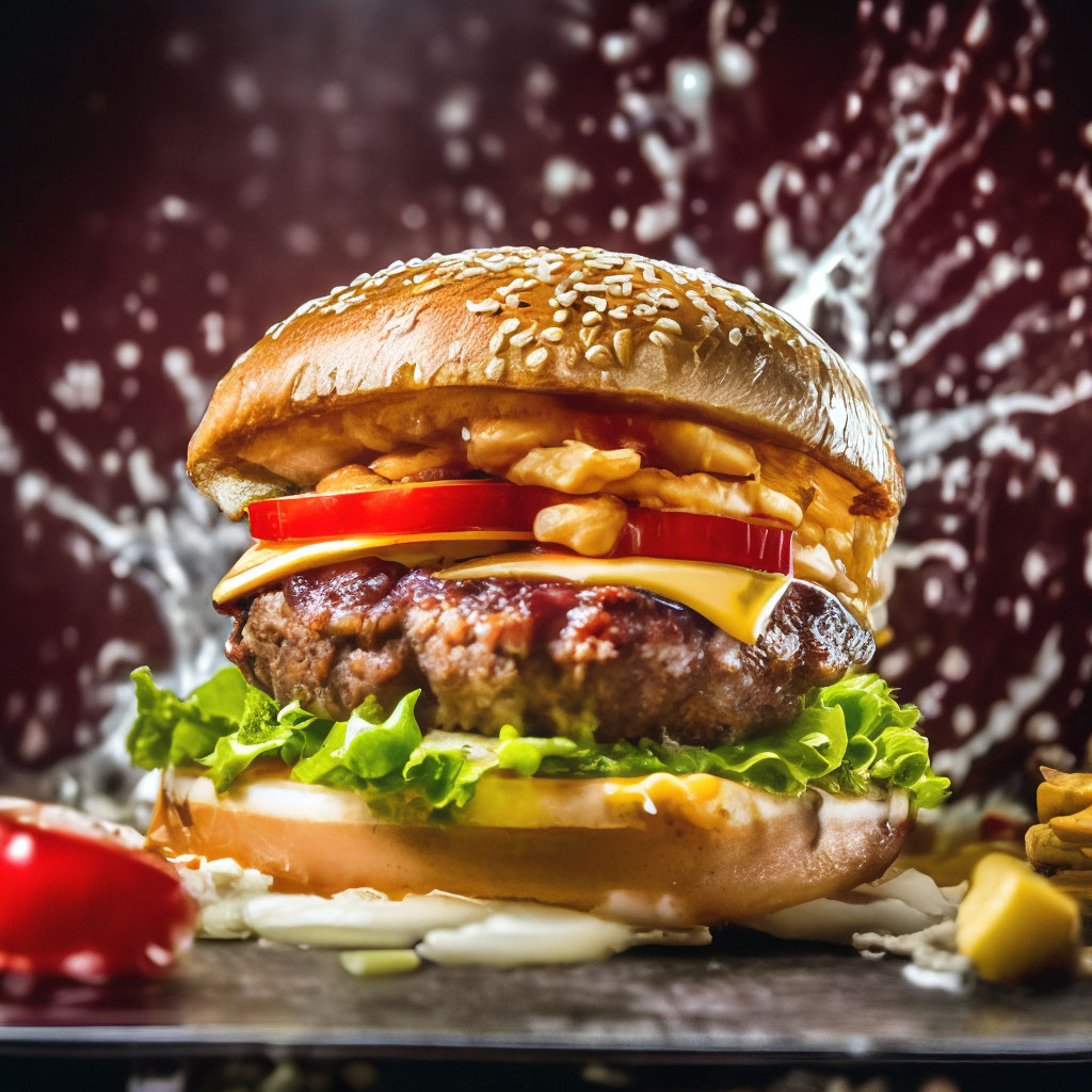 "The burger man" — image created in Shedevrum
