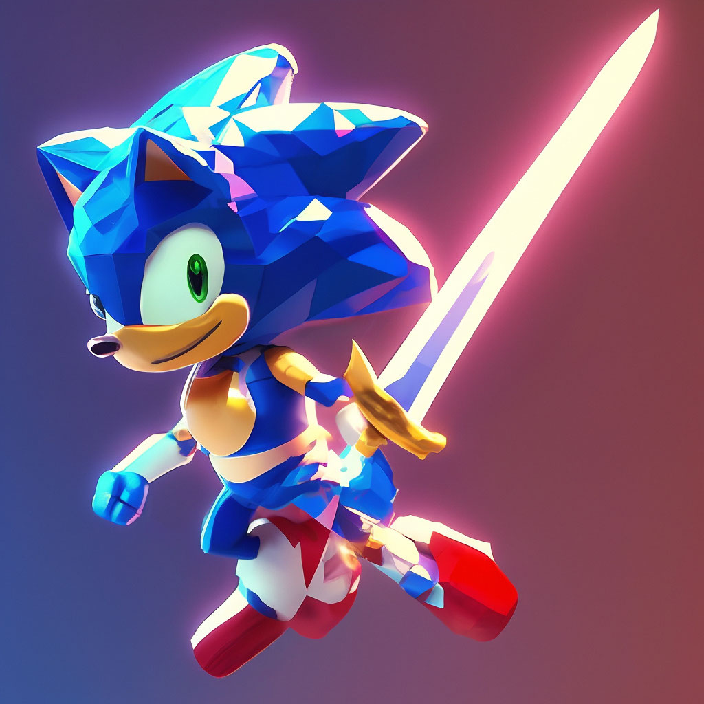 "Sonic boom with a sword" — image created in Shedevrum