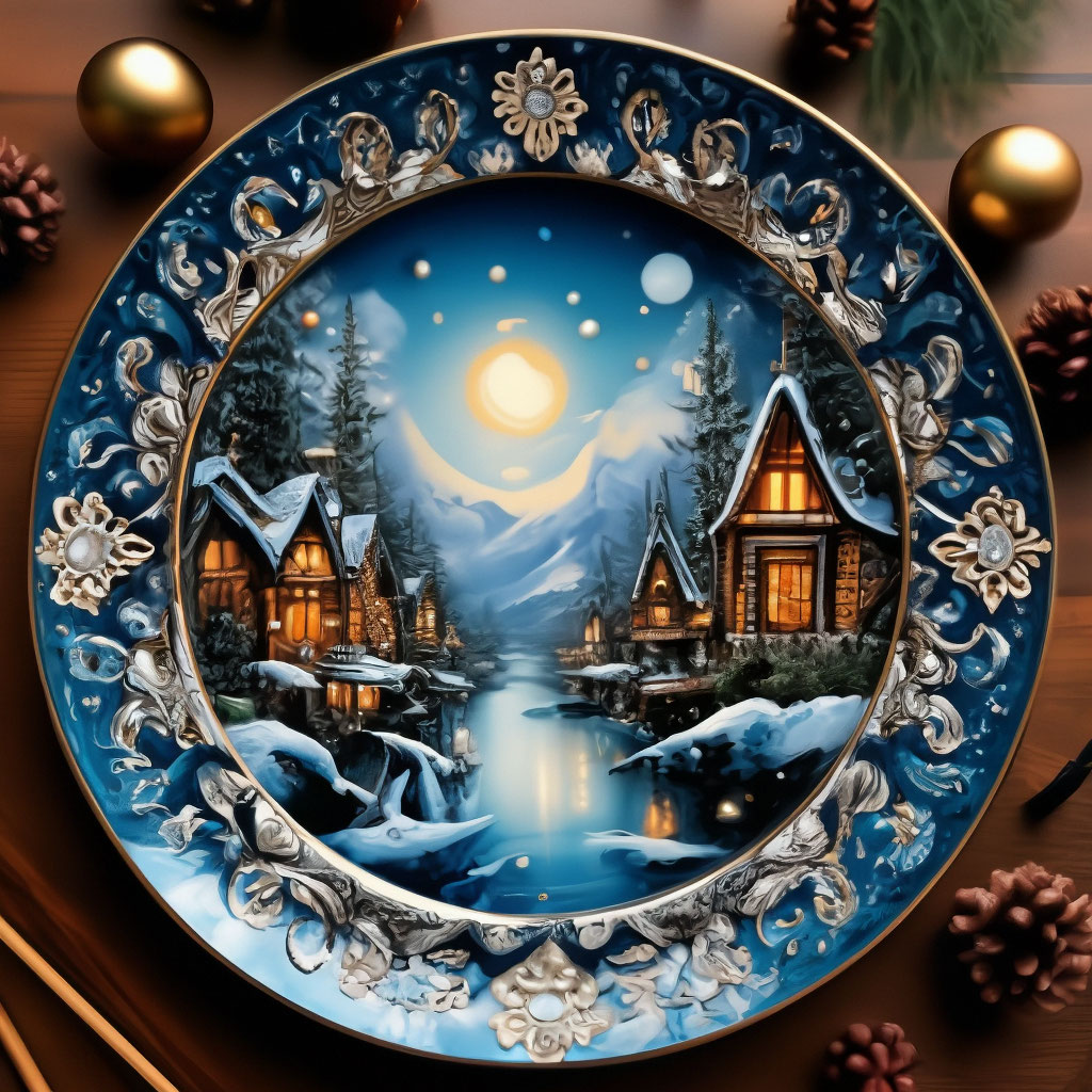 " New Year the plate is painted in a New Year's style, magically ...