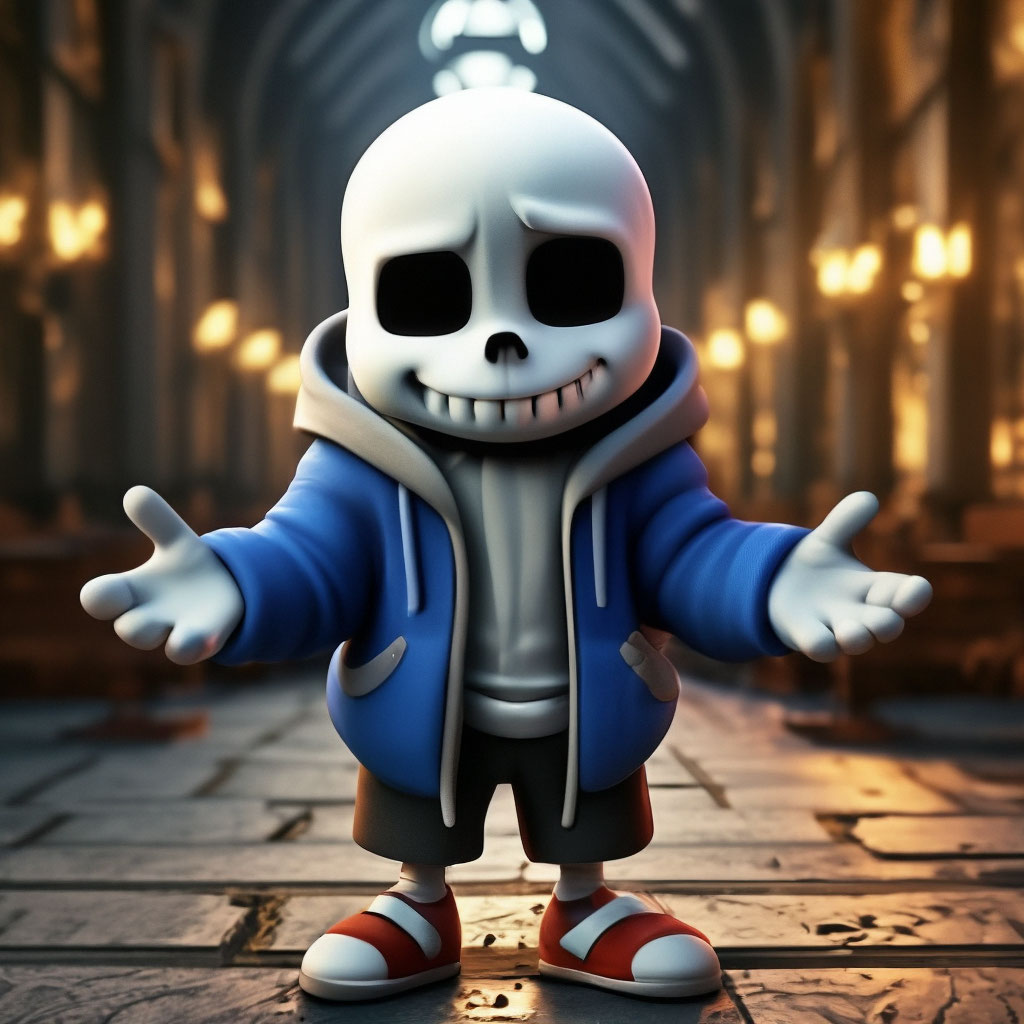 "Sans shrugs his shoulders" — image created in Shedevrum