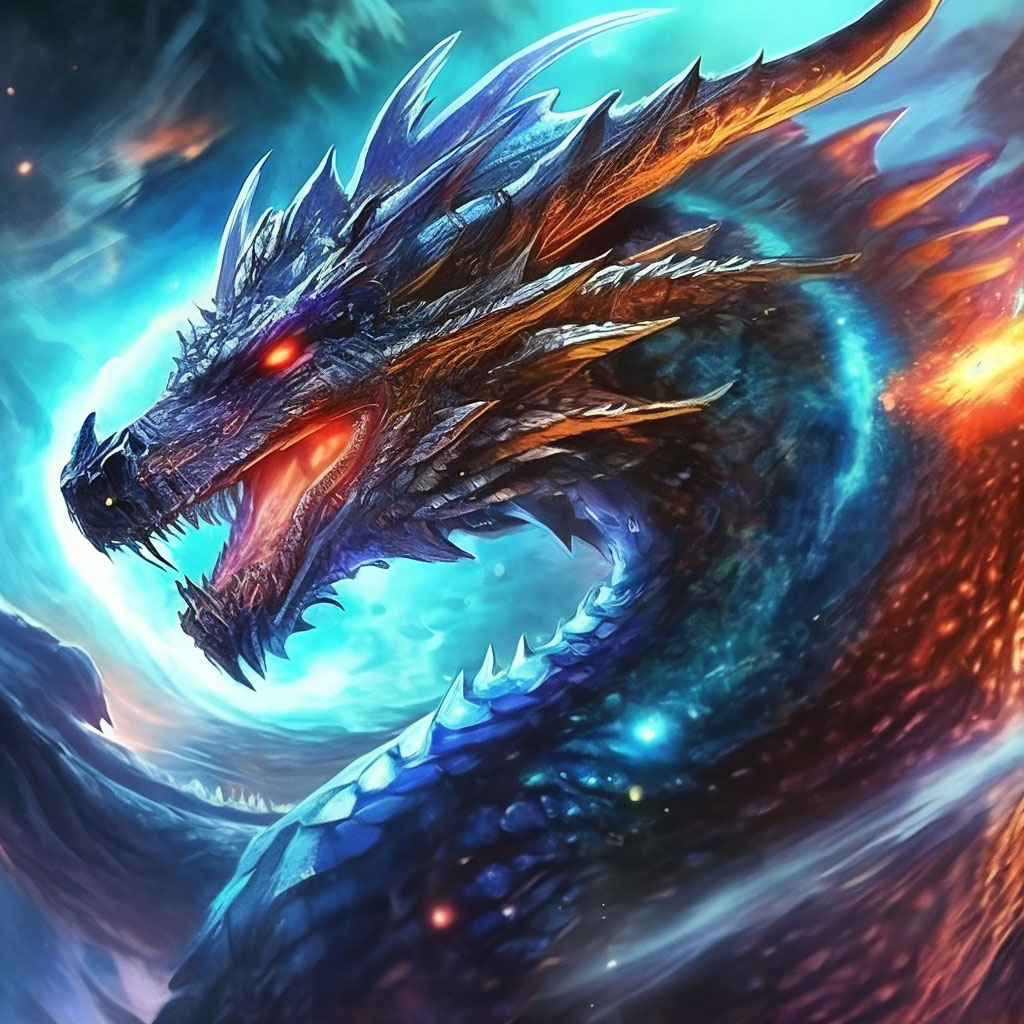 "A fantastic dragon from the depths of the universe" — image created in ...