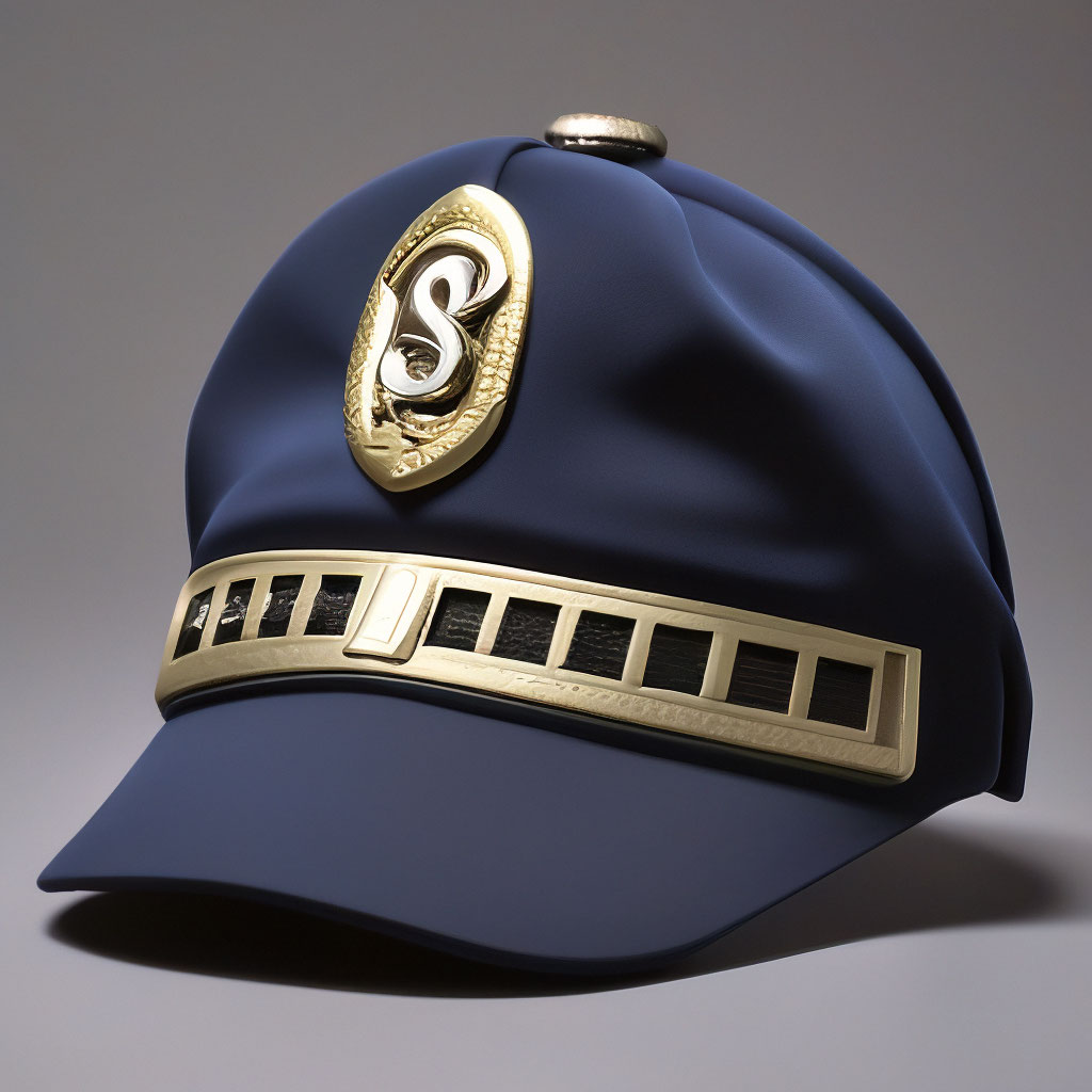 "Police cap in the shape of a man" — image created in Shedevrum